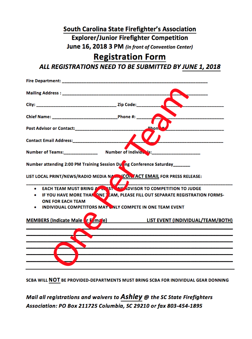 Explorer and Jr. Firefighter Competition - SCSFA Events